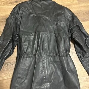Iou | Jackets & Coats | Vtg Iou Leather Toggle Zipper Black Leather ...